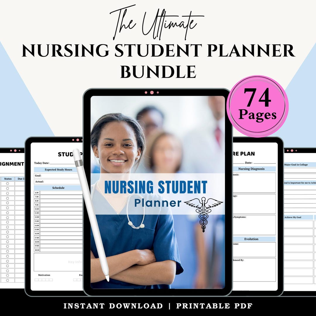 Nursing Student Planner Bundle Printable | Study Schedule & Clinical ...