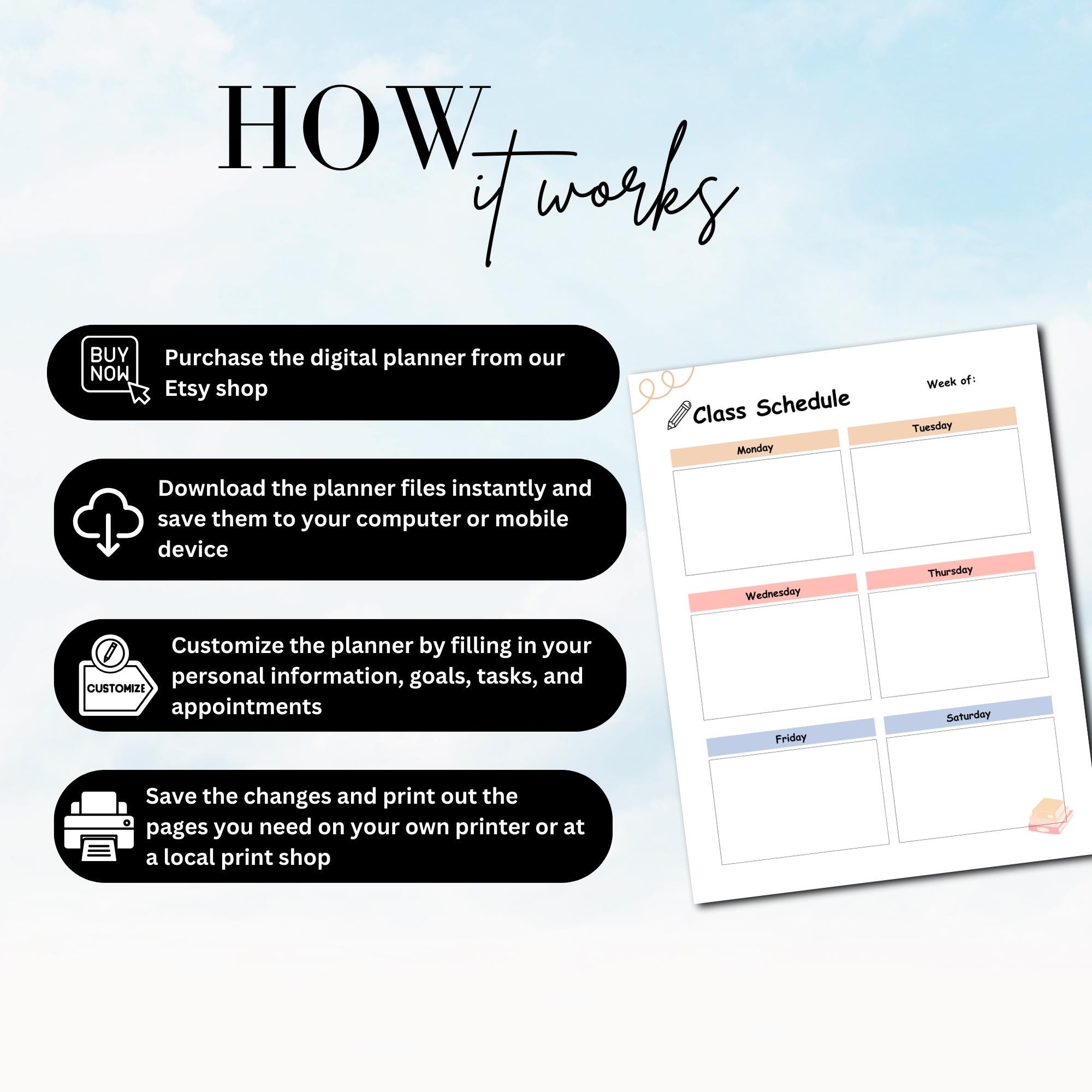 School Planner for Kids Printable | Homework Organizer | Student ...