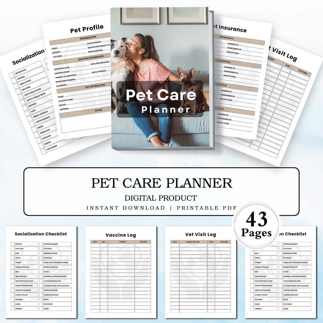 Pet Care Planner | Dog Cat Health Tracker, Daily Schedule (PDF Download ...