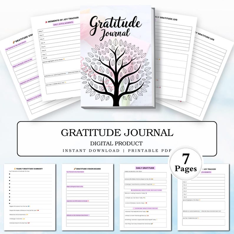 Gratitude Journal Printable | Daily Positive Affirmations | Mindfulness ...
