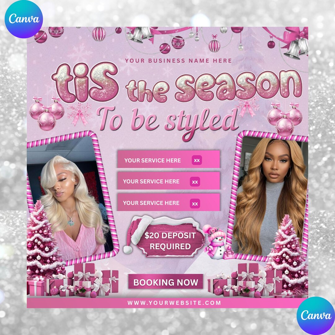Christmas Salon Booking Flyer, Tis the Season, Holiday Booking Poster ...