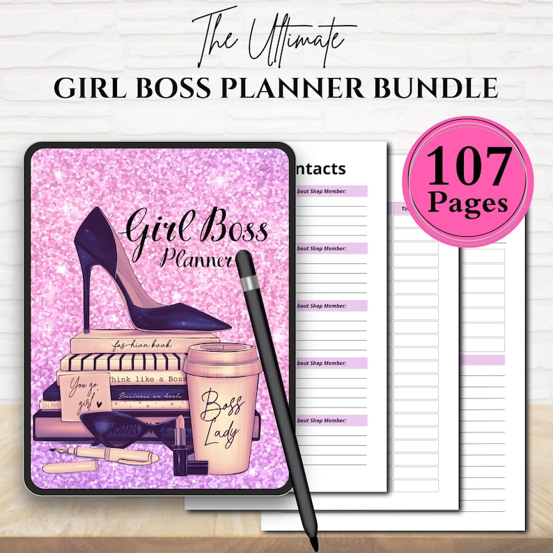 Girl Boss Planner Bundle Printable | Productivity Planner, Goal Tracker ...