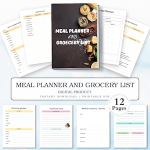 Meal Planner and Grocery List Printable | Weekly Meal Planning PDF ...
