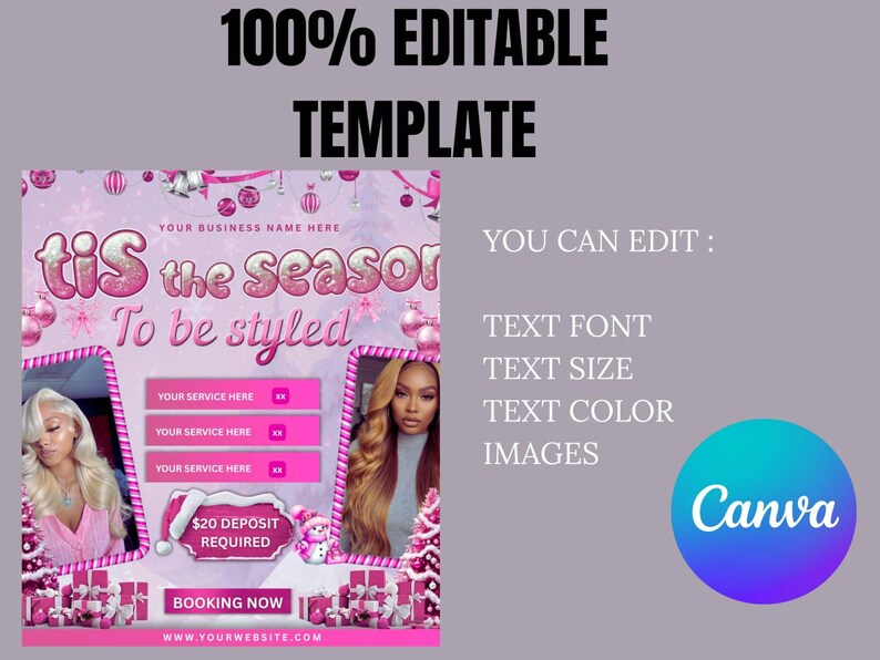 Christmas Salon Booking Flyer, Tis the Season, Holiday Booking Poster ...