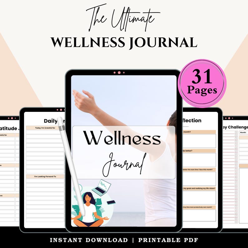 Wellness Journal Printable | Daily Health Tracker & Self Care ...
