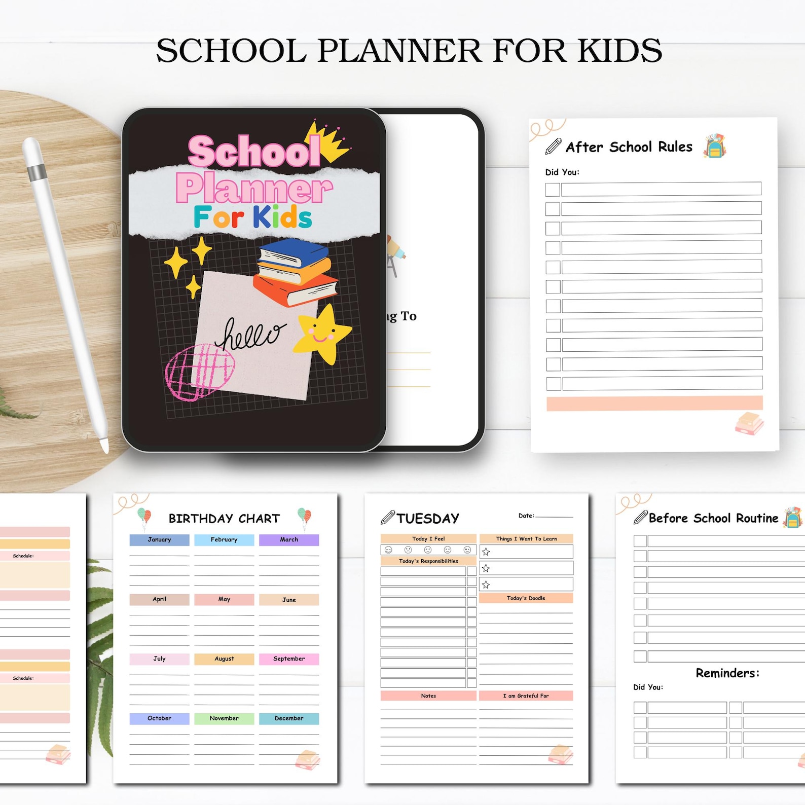 School Planner for Kids Printable | Homework Organizer | Student ...