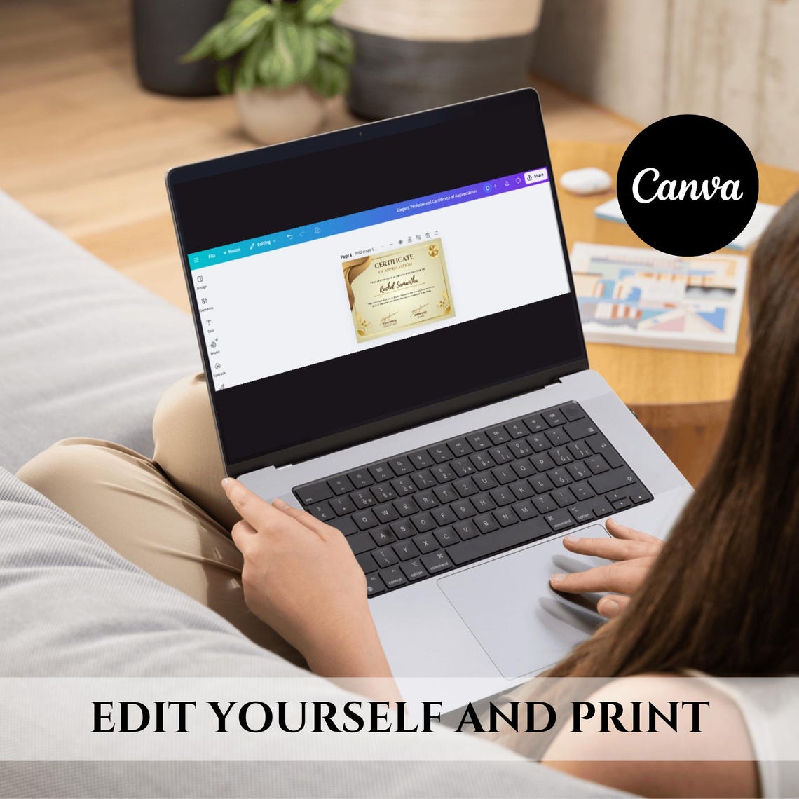 Editable Appreciation Certificate Template: Canva Award Design (instant ...