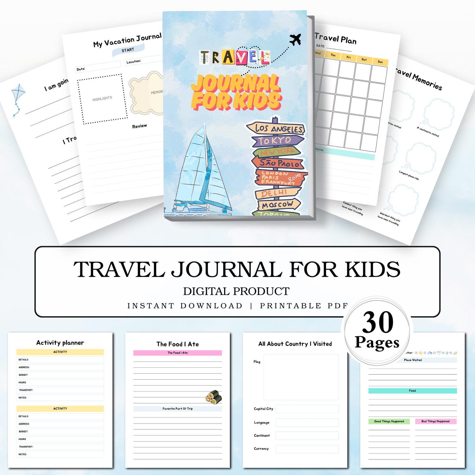 Travel Journal for Kids Printable | Vacation Activity Book | Kids ...