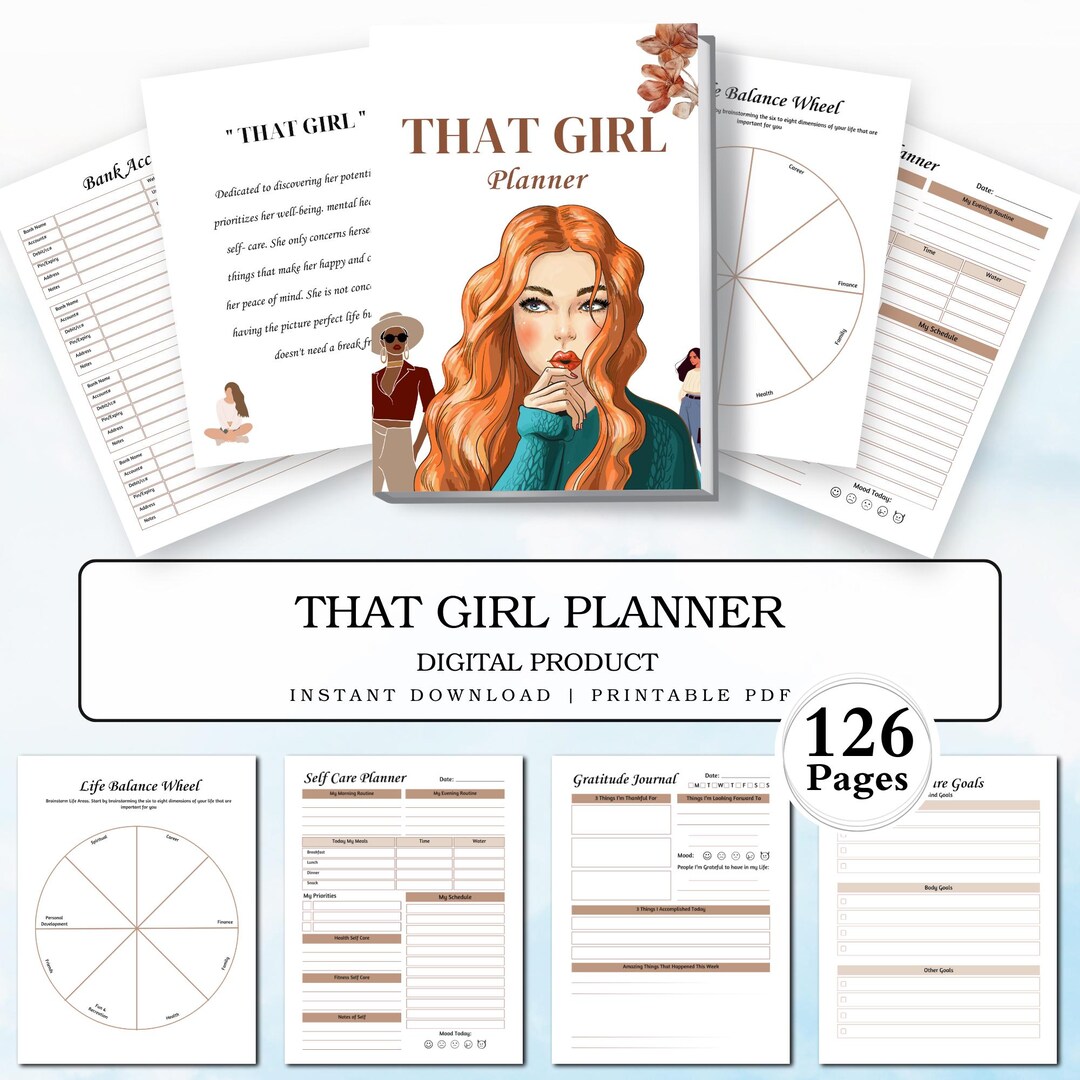 That Girl Planner Printable | Goal Setting, Daily Planner, Self Care ...