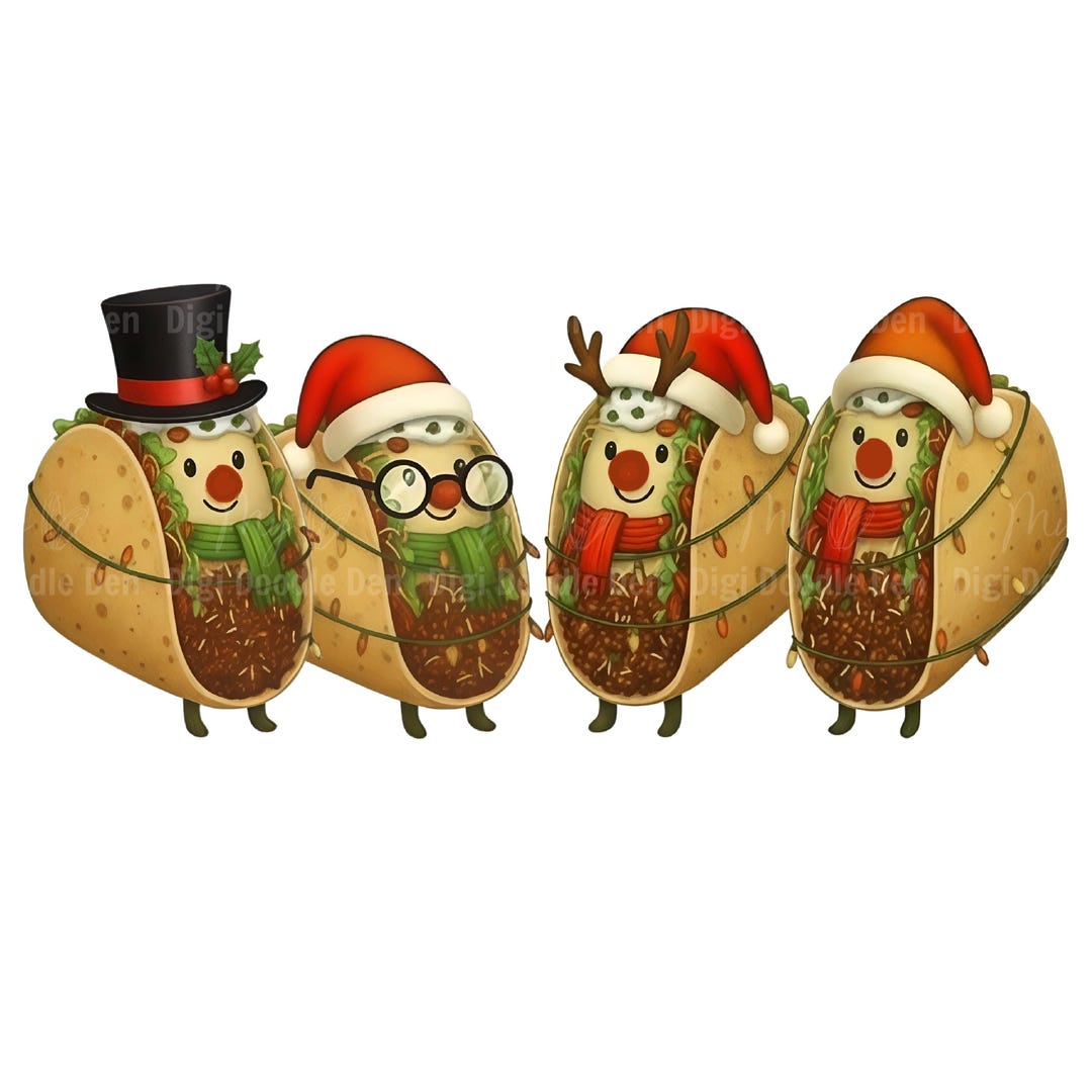 Festive Christmas Taco PNG – Cute Holiday Taco Clipart | Funny Food ...