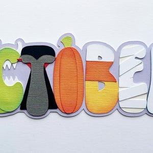 Scrapbook October Halloween Title Pumpkin Spooky Ghost Premade Paper ...
