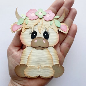 Highland Cow Scrapbook Embellishment Farm Girl Cow Animal, A Premade ...