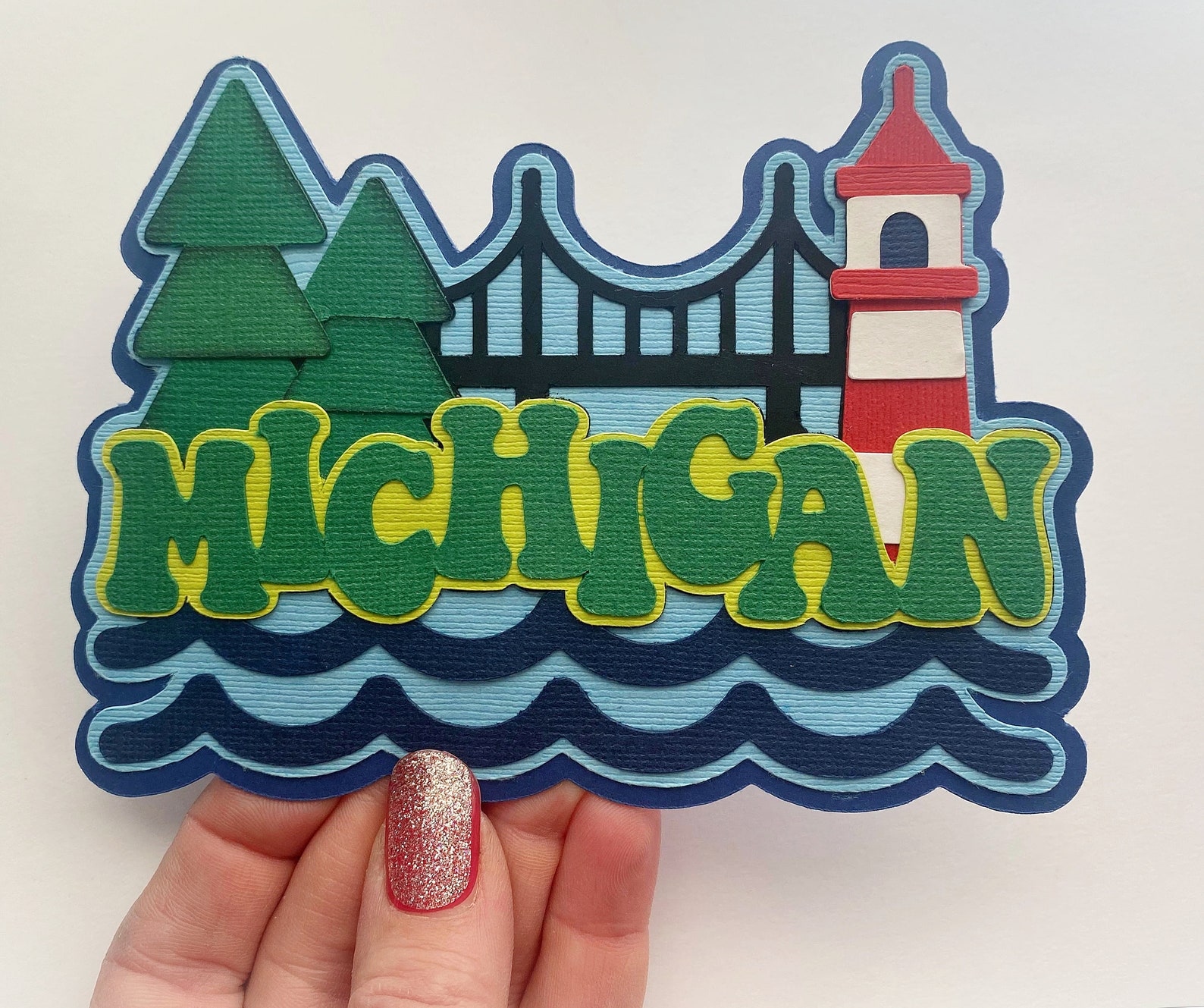 Michigan Scrapbook Embellishment State Title , Made to Order Paper ...