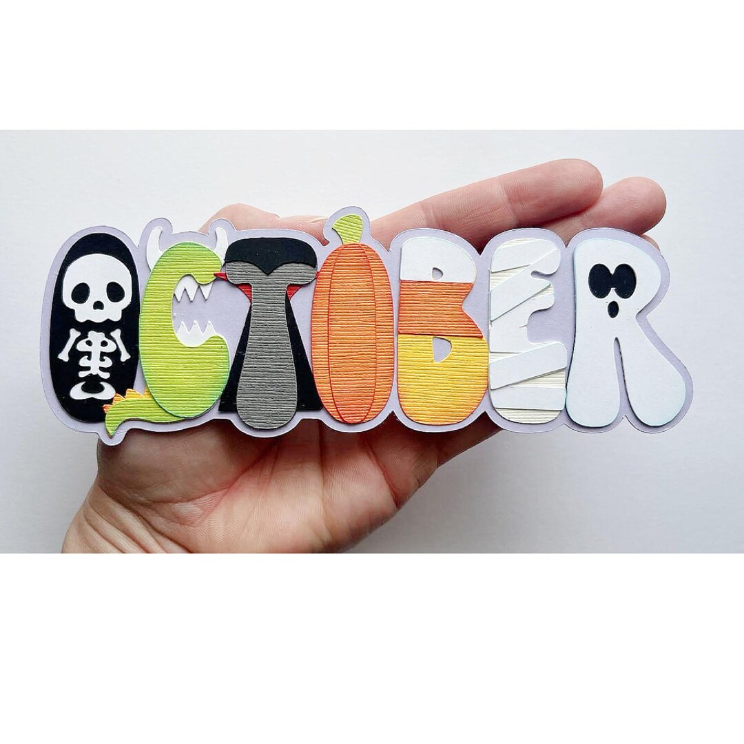 Scrapbook October Halloween Title Pumpkin Spooky Ghost Premade Paper ...