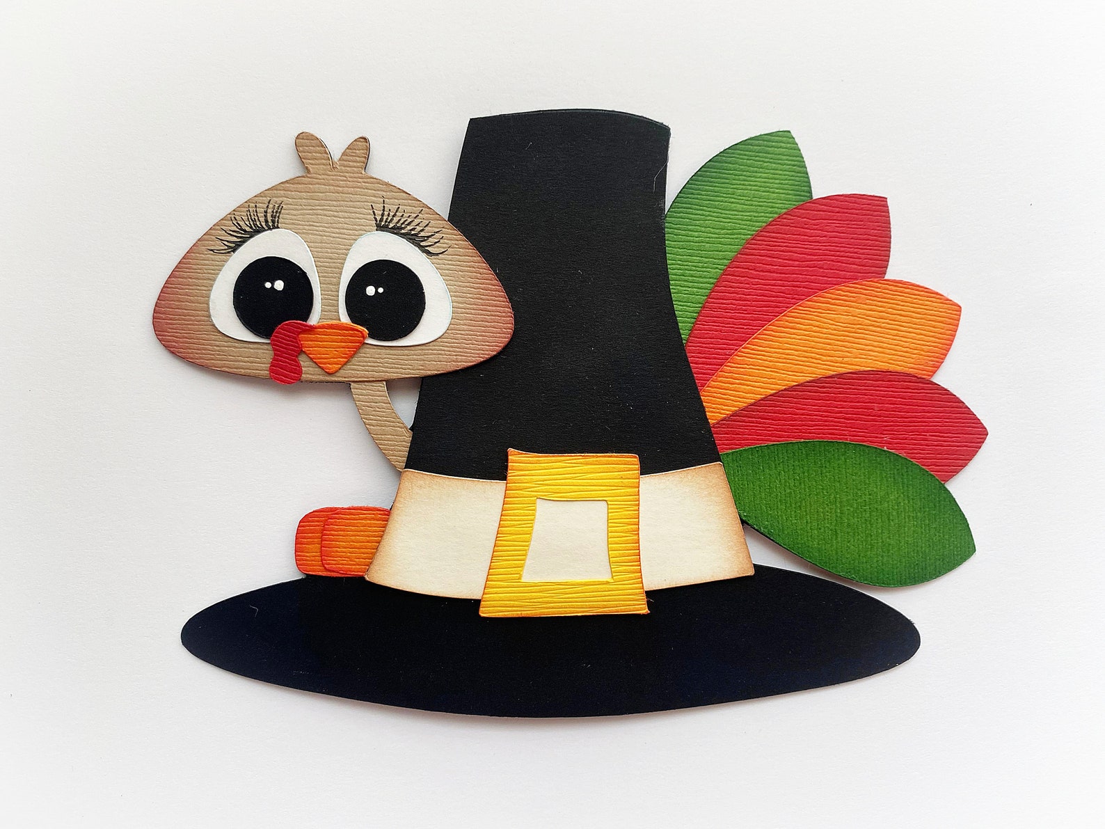 Scrapbook Thanksgiving Turkey Hiding Behind Pilgrim Hat A - Etsy