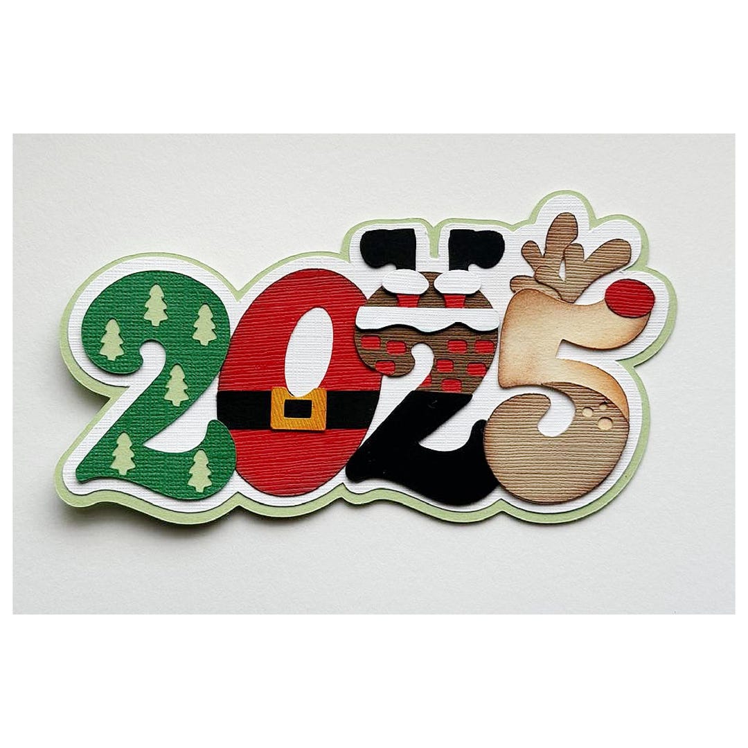 Christmas Scrapbook Title: Reindeer, Santa, Chimney - Paper Piecing - Etsy