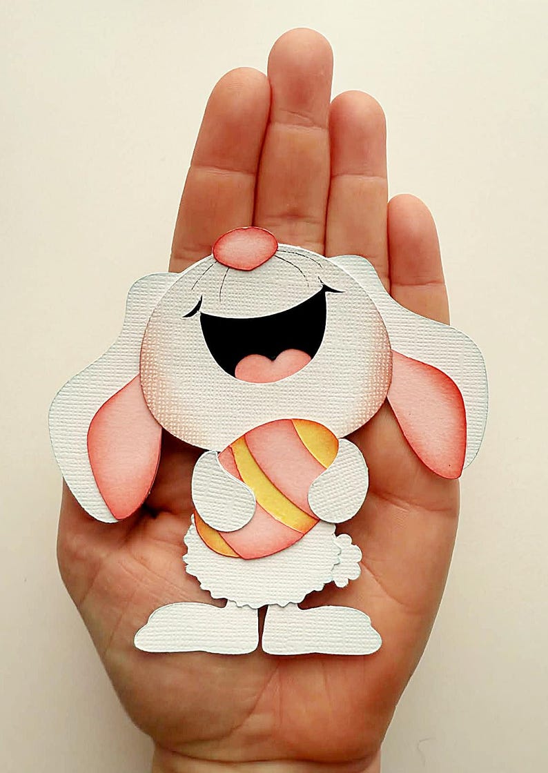 Easter Happy Bunny Scrapbook Embellishment With Egg, a Premade Paper ...