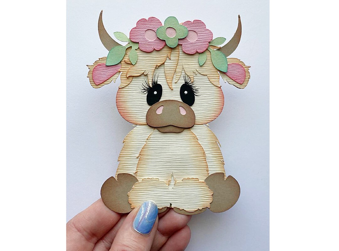 Highland Cow Scrapbook Embellishment Farm Girl Cow Animal, A Premade ...