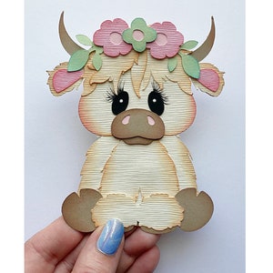 Highland Cow Scrapbook Embellishment Farm Girl Cow Animal, A Premade ...