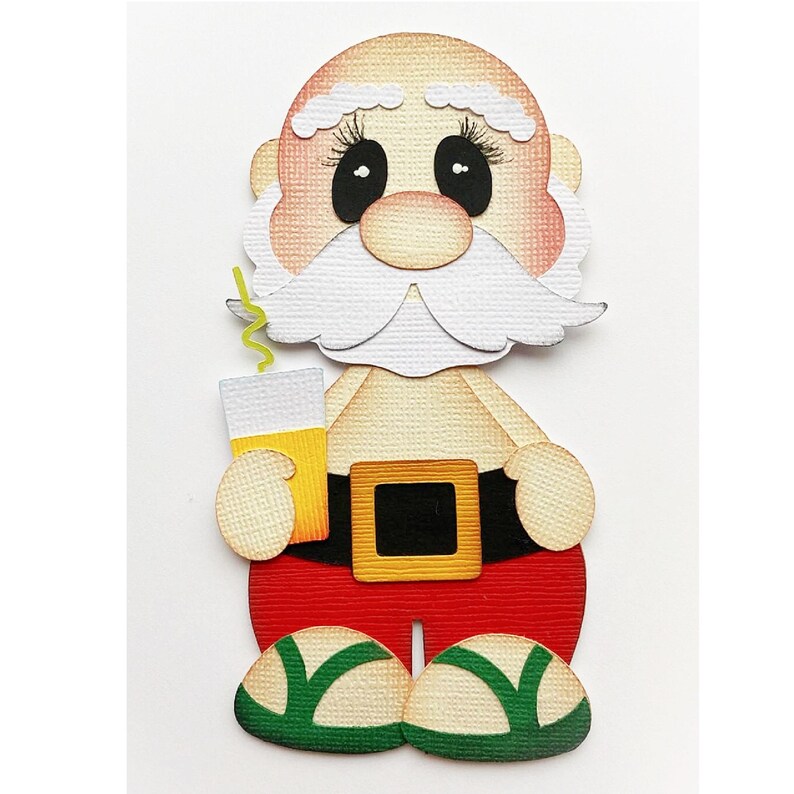 Die Cut Christmas Beach Tropical Santa Claus, A Premade Paper Piecing ...