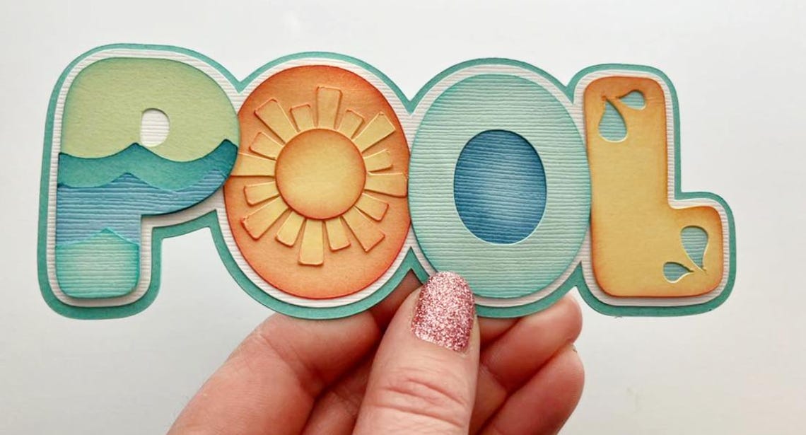 Scrapbook Title Pool. Summer Swimming Theme, Made to Order Paper ...