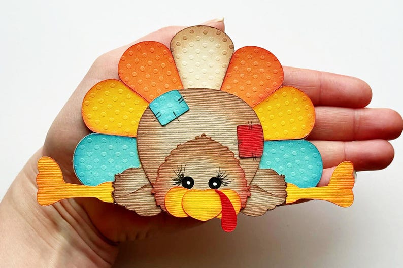 Adorno de pavo de Acción de Gracias campestre. Papel troquelado para ...