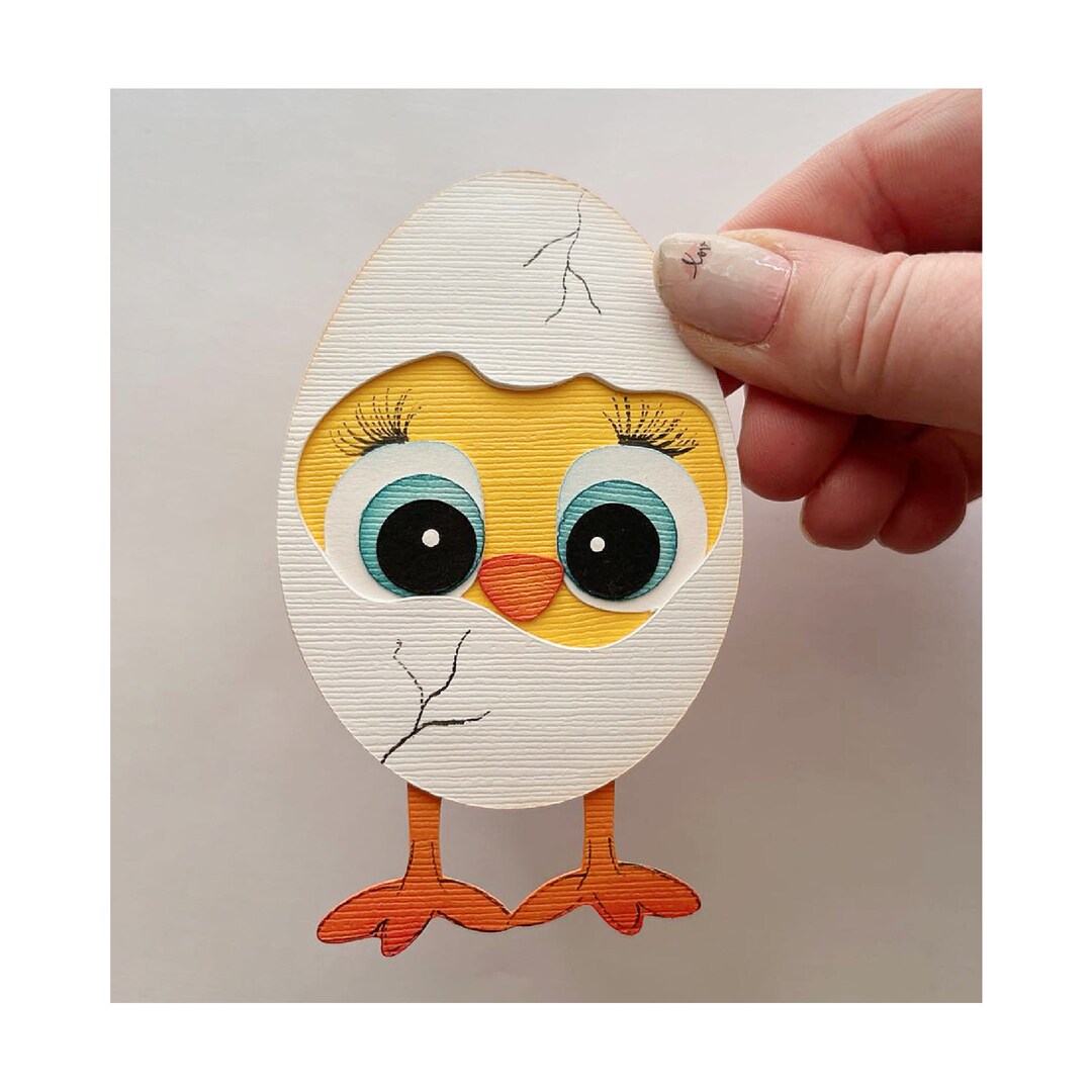 Chick Egg Scrapbook Embellishment Paper Piecing Bird in Cracked Egg ...