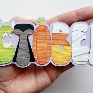 Scrapbook October Halloween Title Pumpkin Spooky Ghost Premade Paper ...