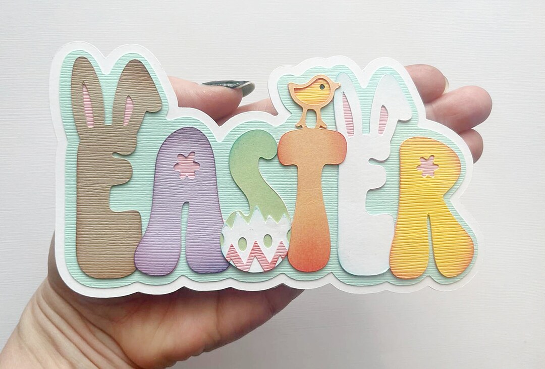 Easter Scrapbook Title Bunny, Spring Theme. Made to Order Paper Piecing ...