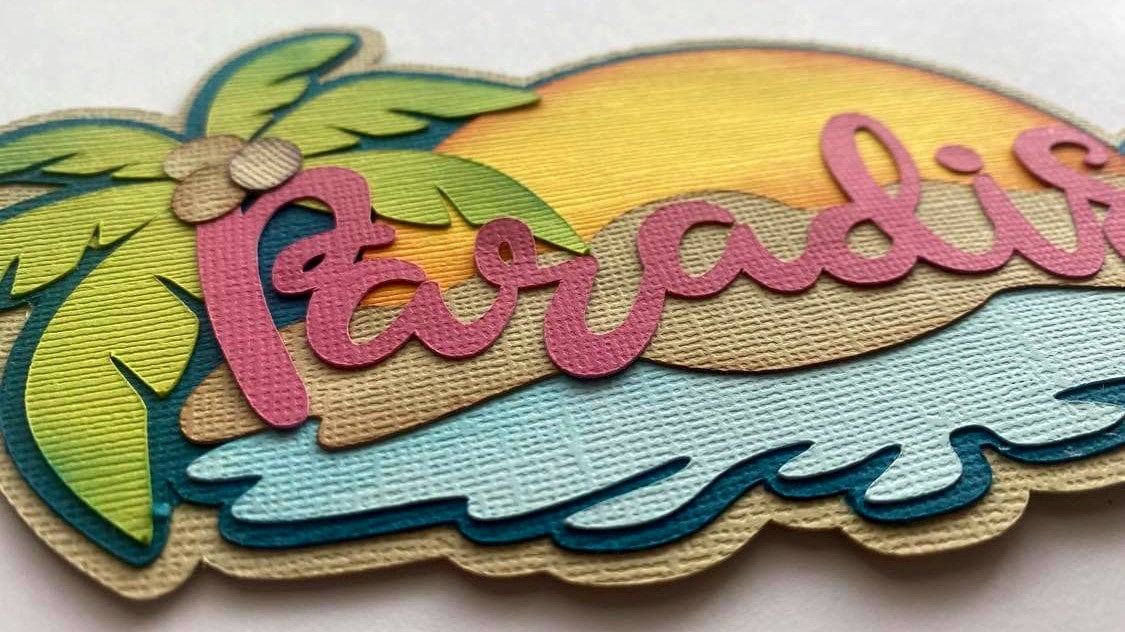 Scrapbook title Die Cut Paradise. Summer vacation theme A | Etsy
