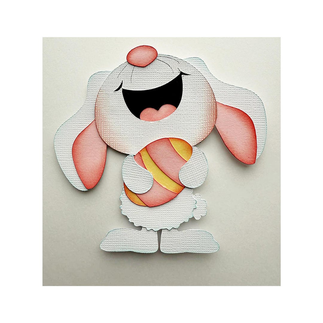 Easter Happy Bunny Scrapbook Embellishment With Egg, a Premade Paper ...