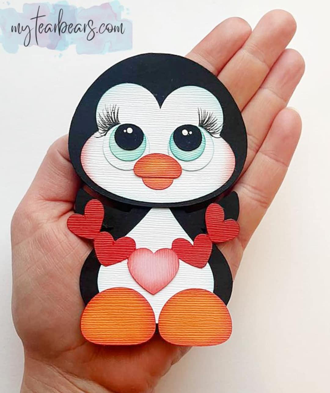 Valentine Penguin Animal Scrapbook Embellishment Valentines Day Paper ...