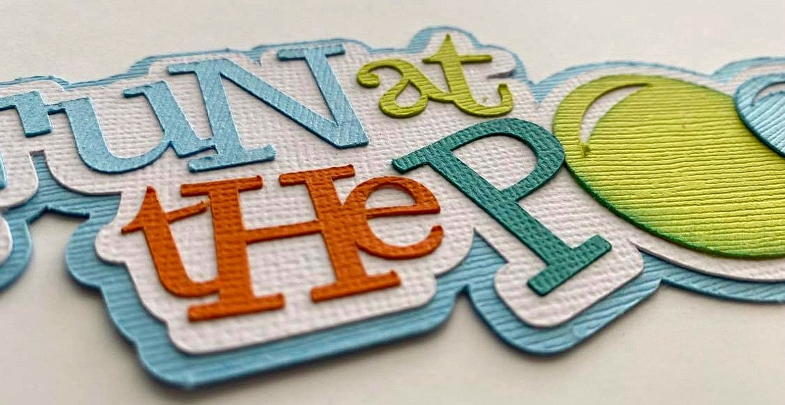Scrapbook Title Fun at the Pool Title Premade Paper Piecing Layered Die ...