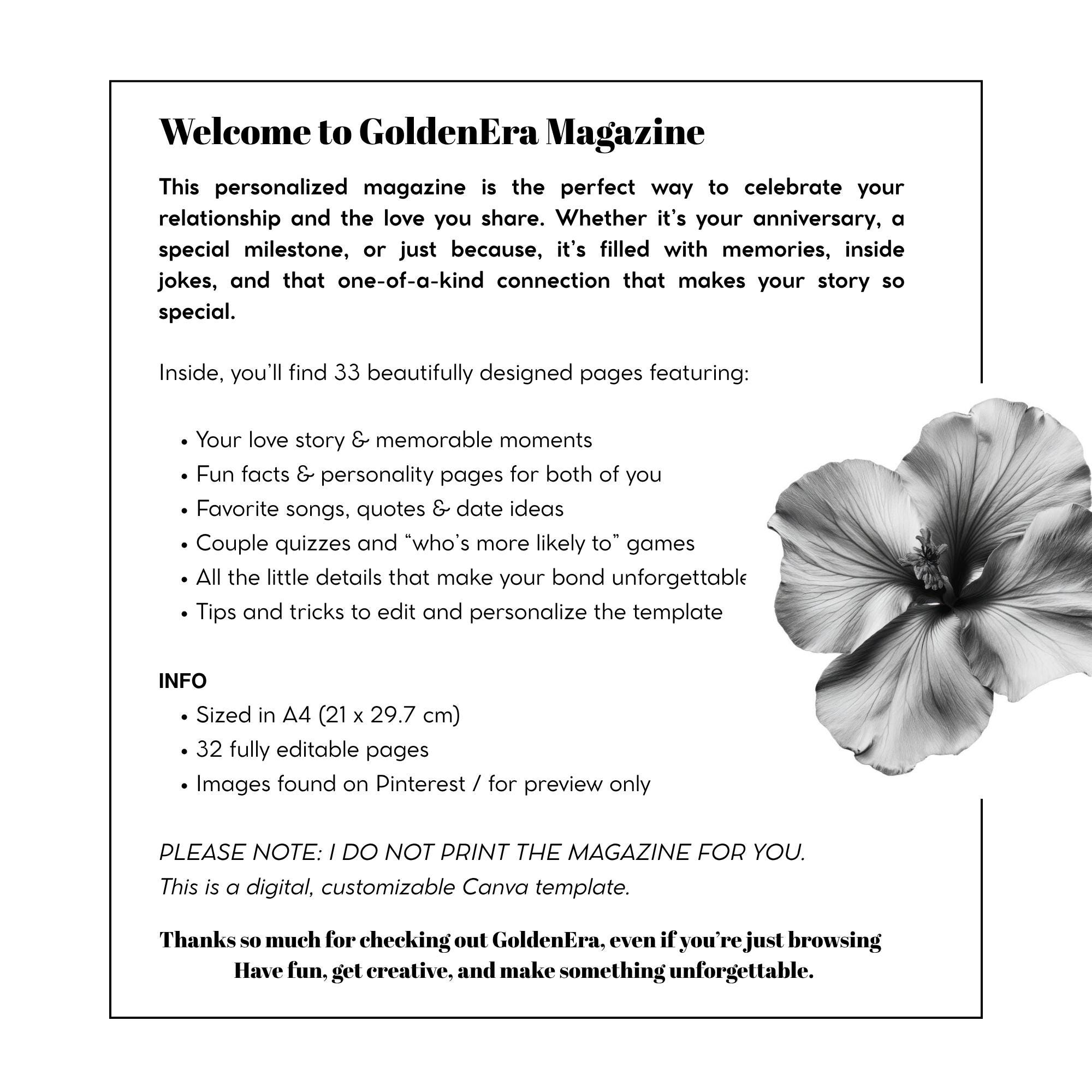 Anniversary Magazine Template: Editable Canva Couples Love Story ...