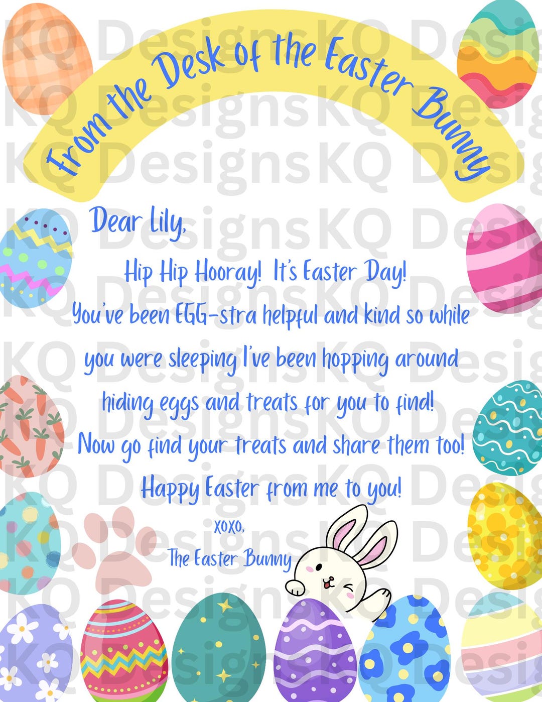 Easter Bunny Letter for Kids - Etsy