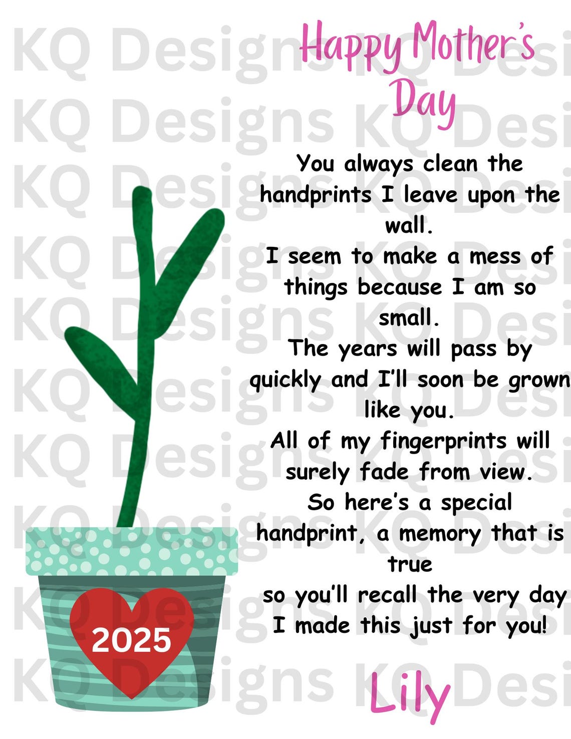 Mother's Day Handprint Craft for Kids - Etsy