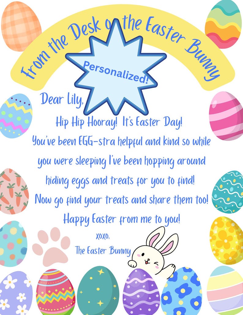 Easter Bunny Letter for Kids - Etsy