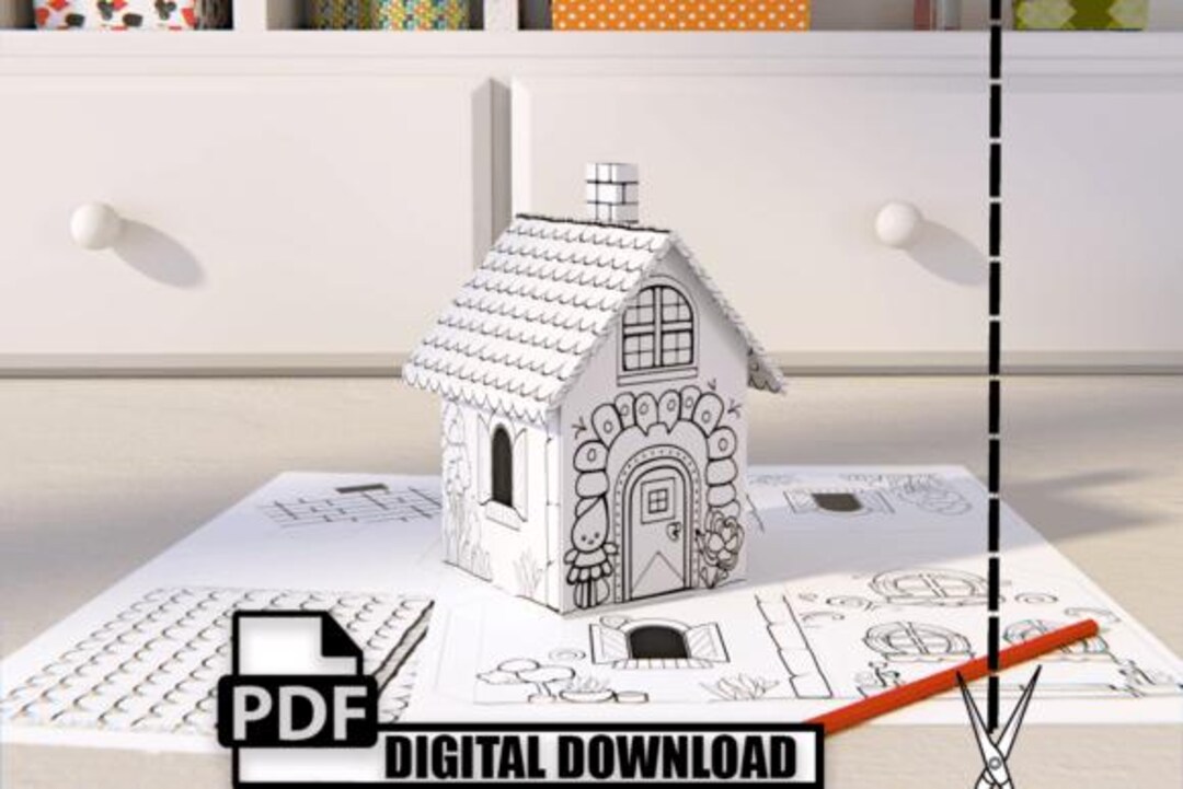 Coloring Paper Craft House 3D Model | DIY Kids Activity | Printable 3D ...