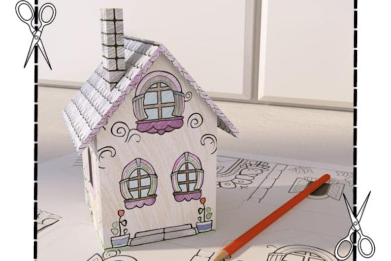Coloring Paper Craft House 3D Model | DIY Kids Activity | Printable 3D ...