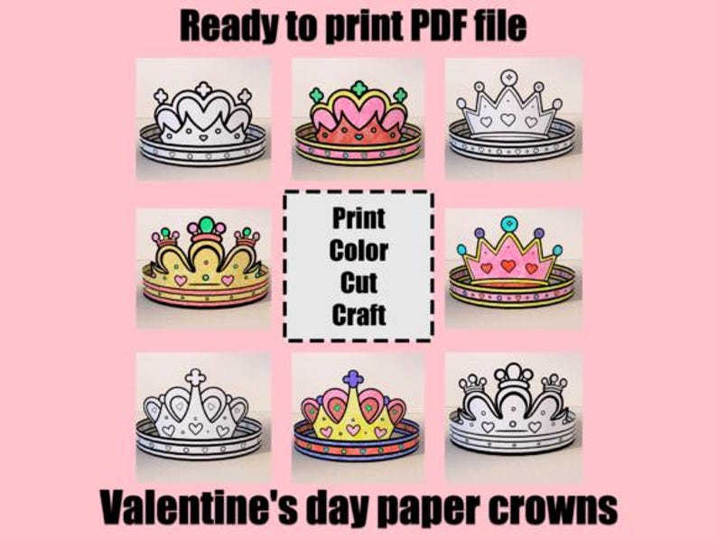 Coloring Crowns for Kids – Printable Paper Craft PDF Set – DIY ...