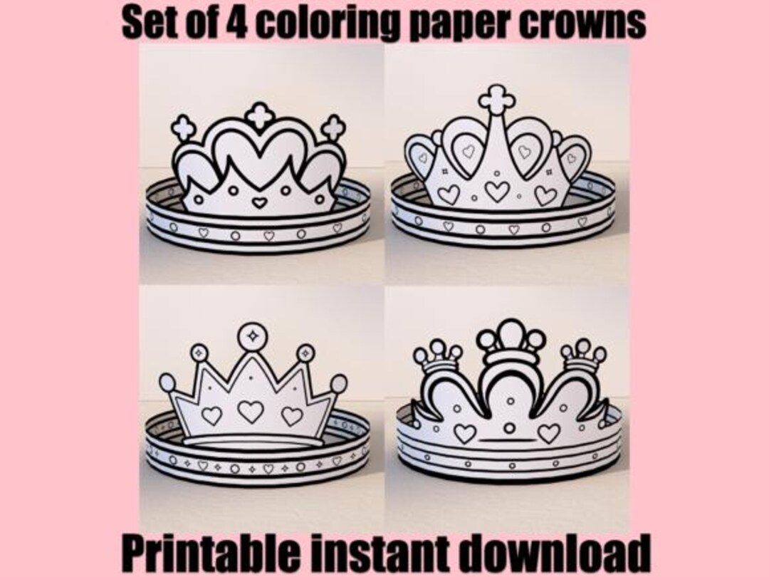 Coloring Crowns for Kids – Printable Paper Craft PDF Set – DIY ...