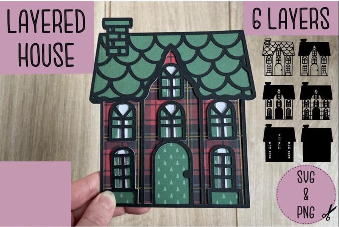 3D Layered House SVG | Paper Craft Cutting Template | DIY Cricut ...