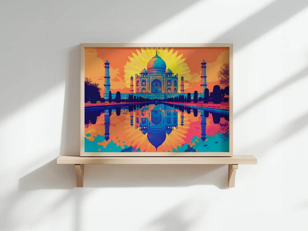 Taj Mahal Pop Art Poster – Vibrant India Landmark Print, Neon Wall ...