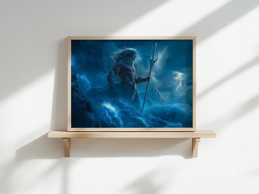 Poseidon Print: Greek Mythology Art, Stormy Ocean Decor - Etsy
