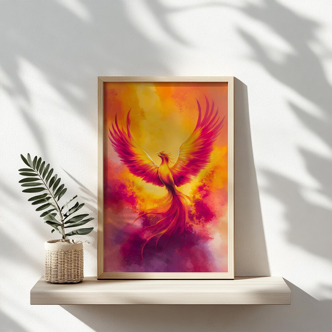 The Phoenix of Alexandria Wall Art, Mythical Fire Bird Print - Etsy