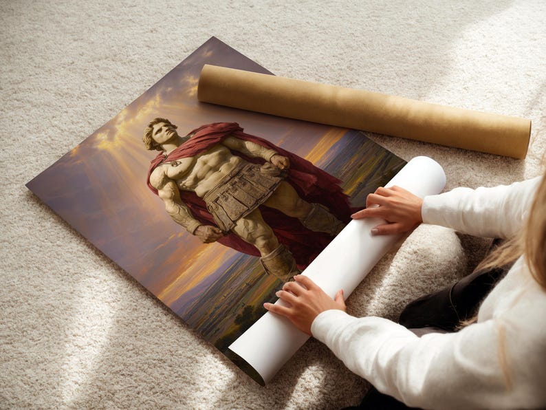 Spartacus Wall Art, Heroic Gladiator Portrait Print, Ancient Rome Decor ...