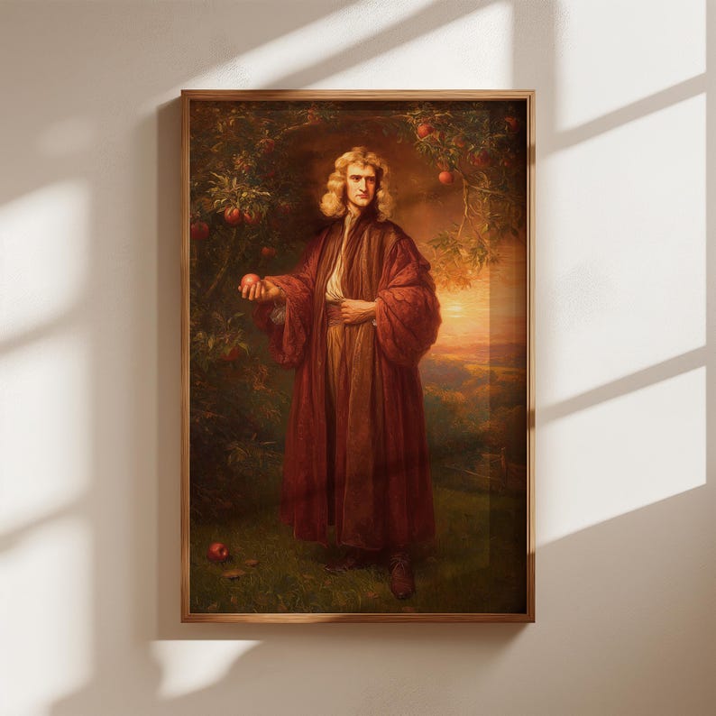 Sir Isaac Newton Wall Art, Apple Tree Discovery Print, Historical ...