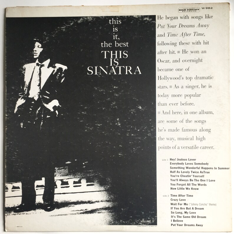 FRANK SINATRA - This is Sinatra Volume 2 Lp Original Vintage MONO Vinyl ...