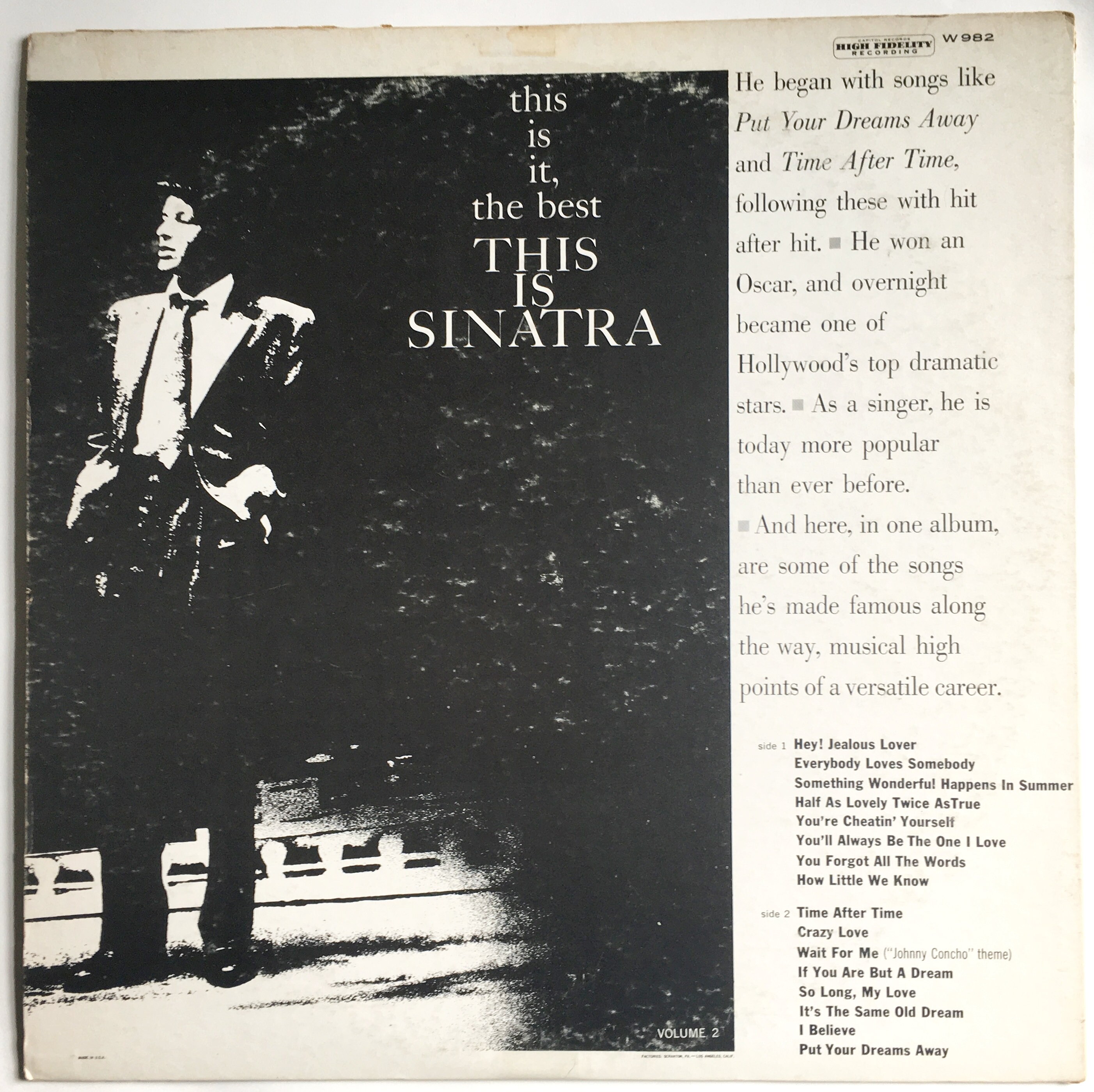FRANK SINATRA - This is Sinatra Volume 2 Lp Original Vintage MONO Vinyl ...