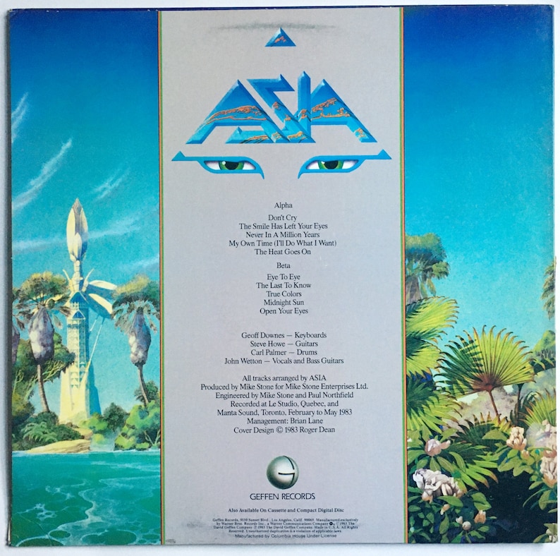 ASIA - Alpha Lp 1983 Original Vintage Vinyl Album Record - Etsy